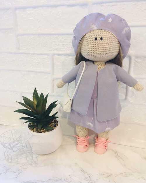 Кукла, тильда, вязаная игрушка, мягкая из пряжи