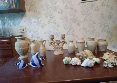 Глиняные вазочки и гуси