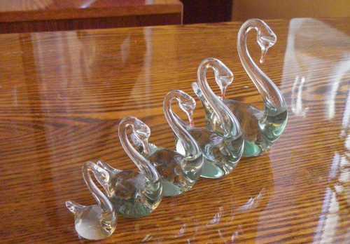 Набор стеклянных лебедей СССР, 5 штук