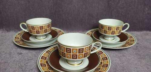 Чайные трио wallendorf коричневые Германия 1970-е