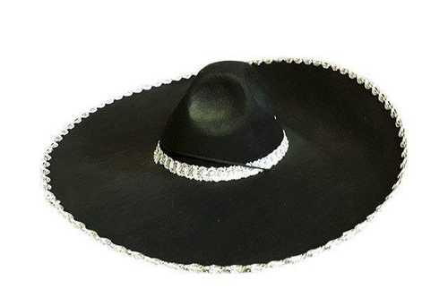 Шляпа Сомбреро с серебряным кантом карнавальная