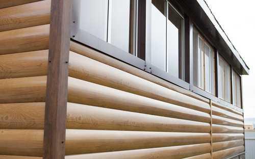 Металлосайдинг Двойное бревно. Светлый орех