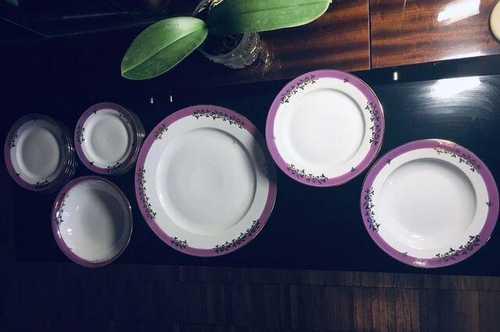Редчайший набор тарелок Дулево в розовом цвете ССС