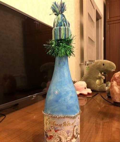Декоративная бутылка на новый год