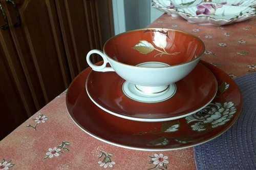 Чашка чайная с блюдцем и десертной тарелкой