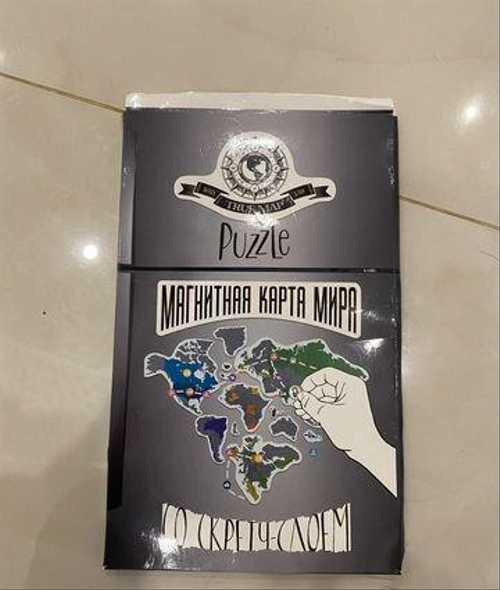 Магнитная скретч карта мира TrueMap Puzzle Silver