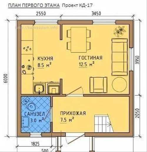 Проект каркасного дома 6 на 6