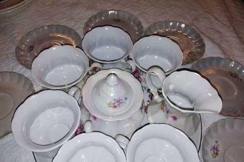 Чайный набор фарфоровой посуды с подносом,Германия