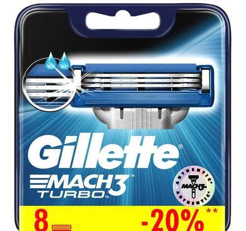 Лезвия gillette mach3 turbo 8шт