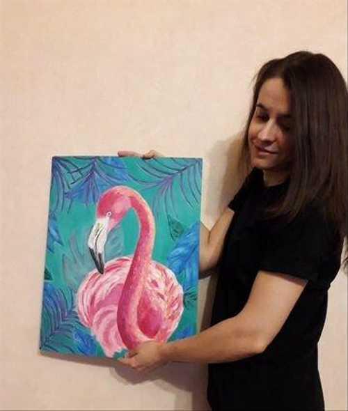Картина Розовый Фламинго 40Х50 см