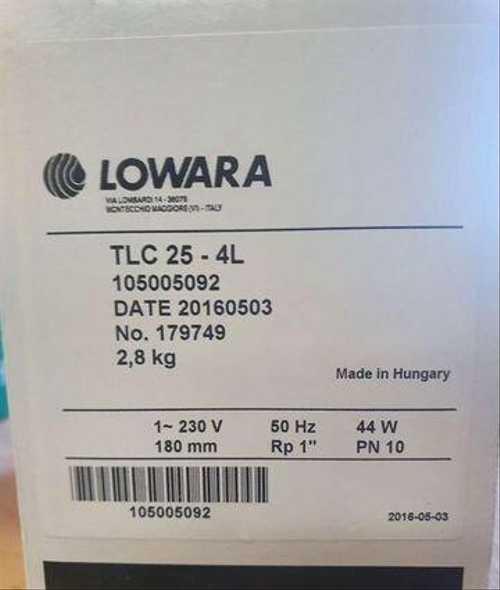 Насос циркуляционный Lowara TLC 25-4L с гайками