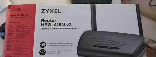 Wi-Fi роутер zyxel NBG-418N v2, N300, черный