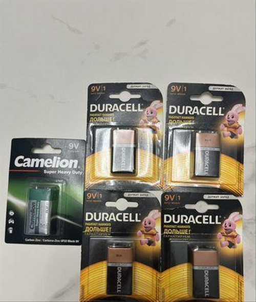 Батарейки крона Duracell и Camelion