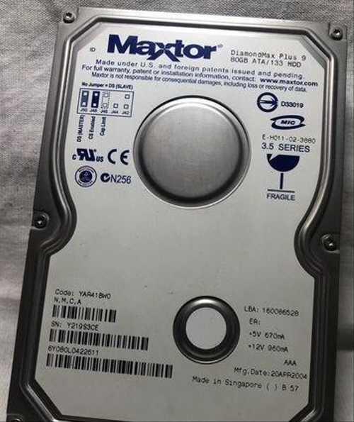 Жесткий диск HDD 80 Gb IDE Maxtor DiamondMax Plus
