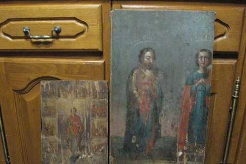 Свв.Пантелеймон Флор Лавр икона Святой 19-й век