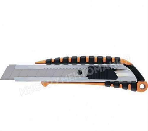 Нож 18 мм выдвижное лезвие металлическая направляющая, металлический двухкомпонентный корпус sparta 78982