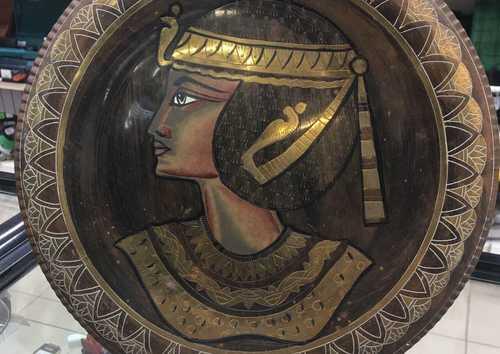 Настенная тарелка Фараон медь латунь