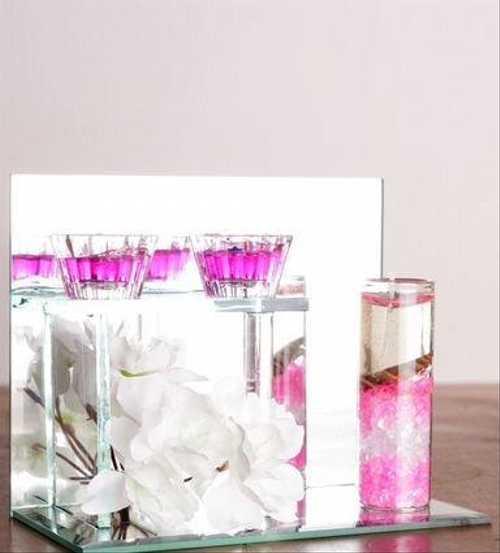 Свечи восковые розовые с зеркалом