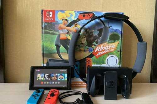 Nintendo Switch + RingFit Adventure + 128gb флешка