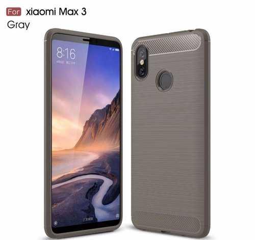 Xiaomi Mi Max 3 чехол Карбон+ 6.9" серый теплый