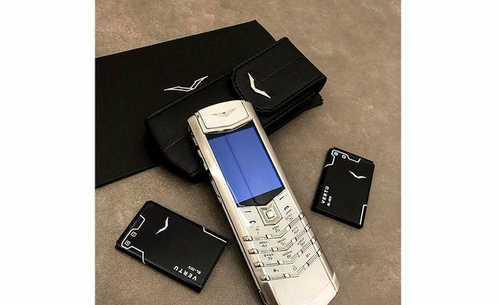 Vertu S Design Stainless Steel White Leather