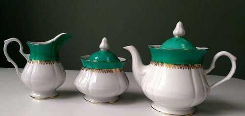 Чайник заварочный, сахарница, молочник, фарфор