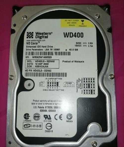 Жесткий диск Western Digital WD400 IDE 40gb