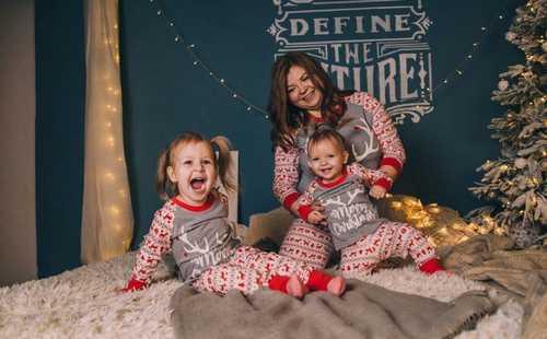 Новогодние пижамы family look мама+дочка или сын