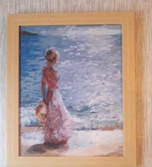 Картина "Девушка у моря" 48х57см