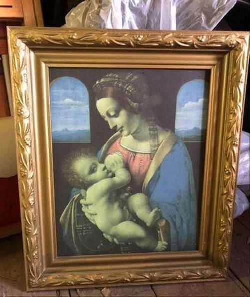 Икона Мадонна с младенцем репродукция Да Винчи