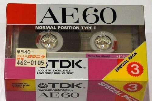 Аудиокассета TDK AE 60 (Pack-3 Japan 1987)