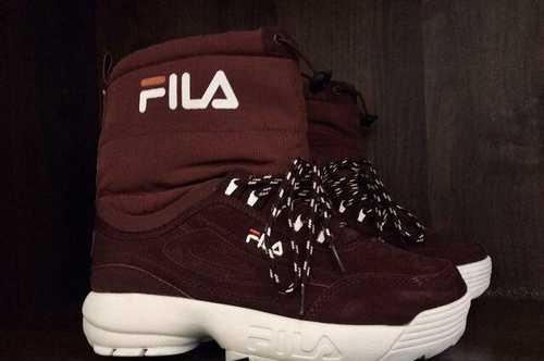 Зимняя обувь Fila новая дутики Burgundy-G