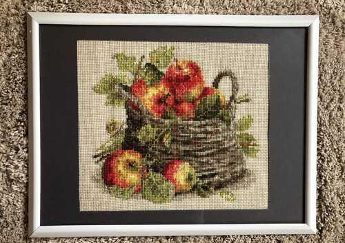Картина - Спелые яблоки, вышивка крестиком