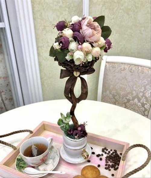 Топиарий «кофе» цветочная композиция интерьерная