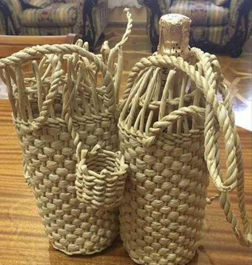 Плетеная подарочная корзинка для вина