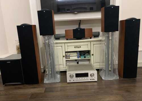 Комплект акустики KEF Q серия, ресивер marantz