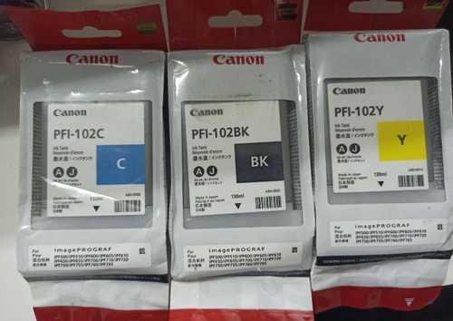 Оригинальные картриджи Canon PFI-102 (BK, C, Y)