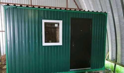 Бытовка вагончик (2.4х4м) зеленый два окна