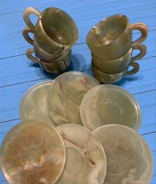 Набор чайной посуды из мраморного оникса