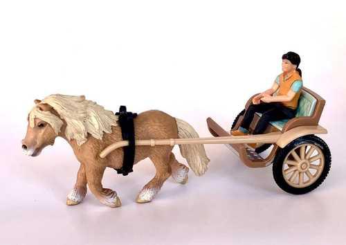 Schleich Пони с коляской и седоком /арт.42040