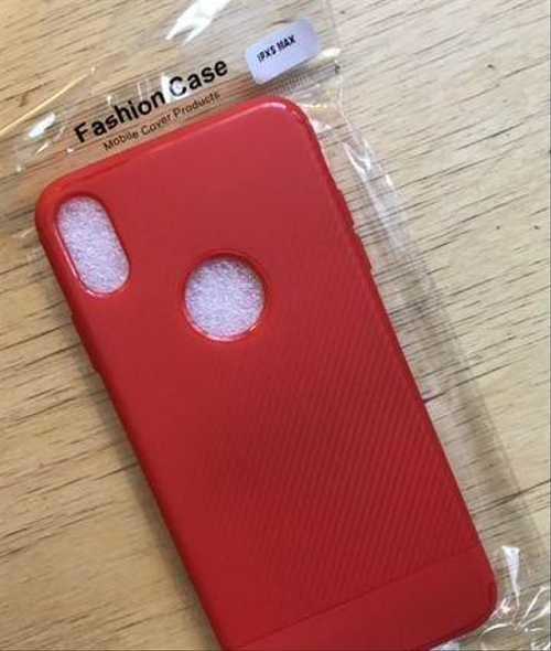 Cиликоновые "под карбон" iPhone XS MAX (красные)
