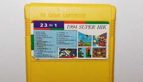 TV Game Cartridge 23 in 1 1994 год Super Hik