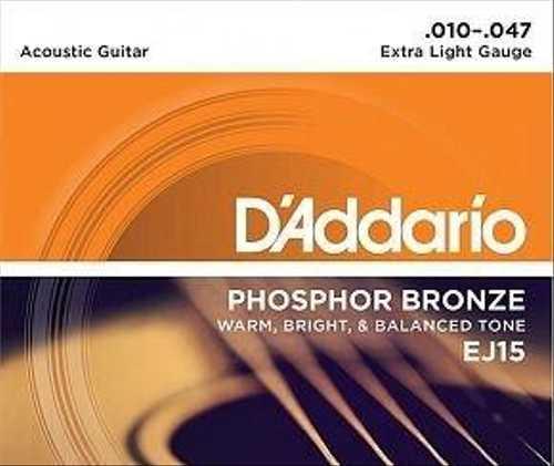 Струны 10-47 D'Addario EJ15 Phosphor Bronze