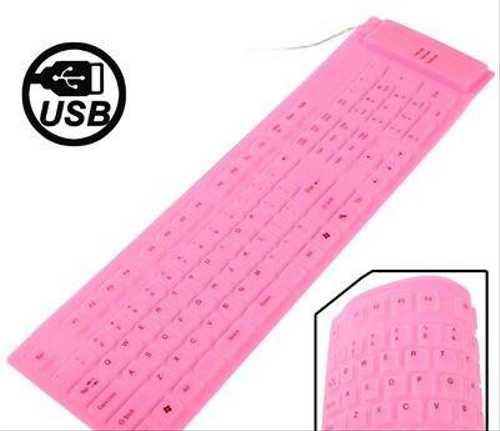 Гибкая клавиатура USB (розовая) Manhattan Roll-Up