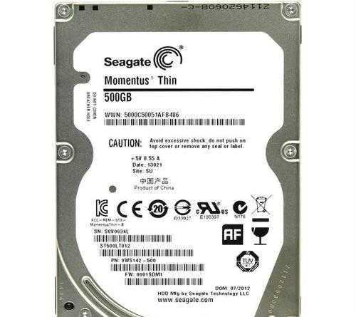 Жесткий диск Seagate Momentus Thin 2.5" 500GB