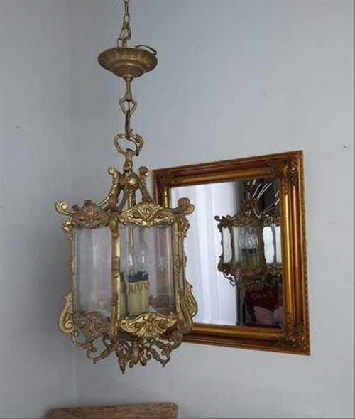 Люстра фонарь Франция бронза 19 век