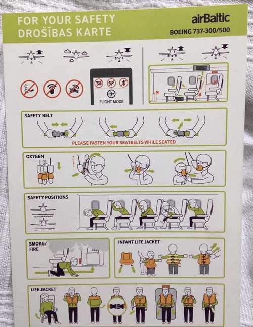 Boeing 737-300/500 AirBaltic safety card