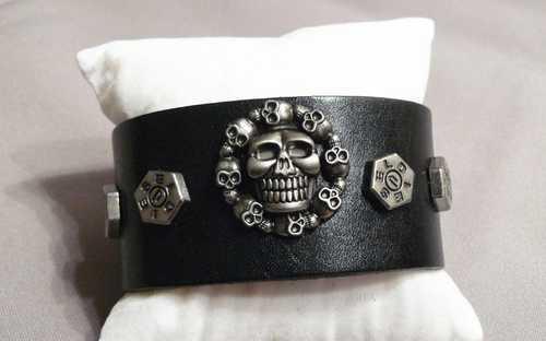 Мужской кожаный браслет Diesel Skull, черный rм91