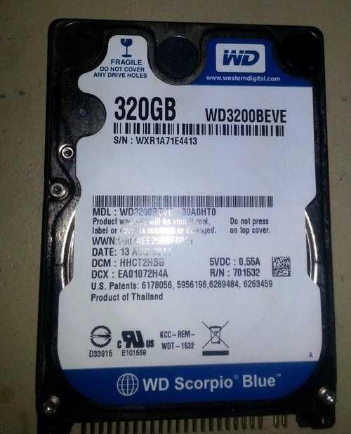 Жесткий диск WD Blue 320 Gb WD3200beve 2.5" IDE