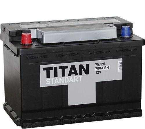 Аккумулятор легковой "titan" standart 75А/ч п/п (7
